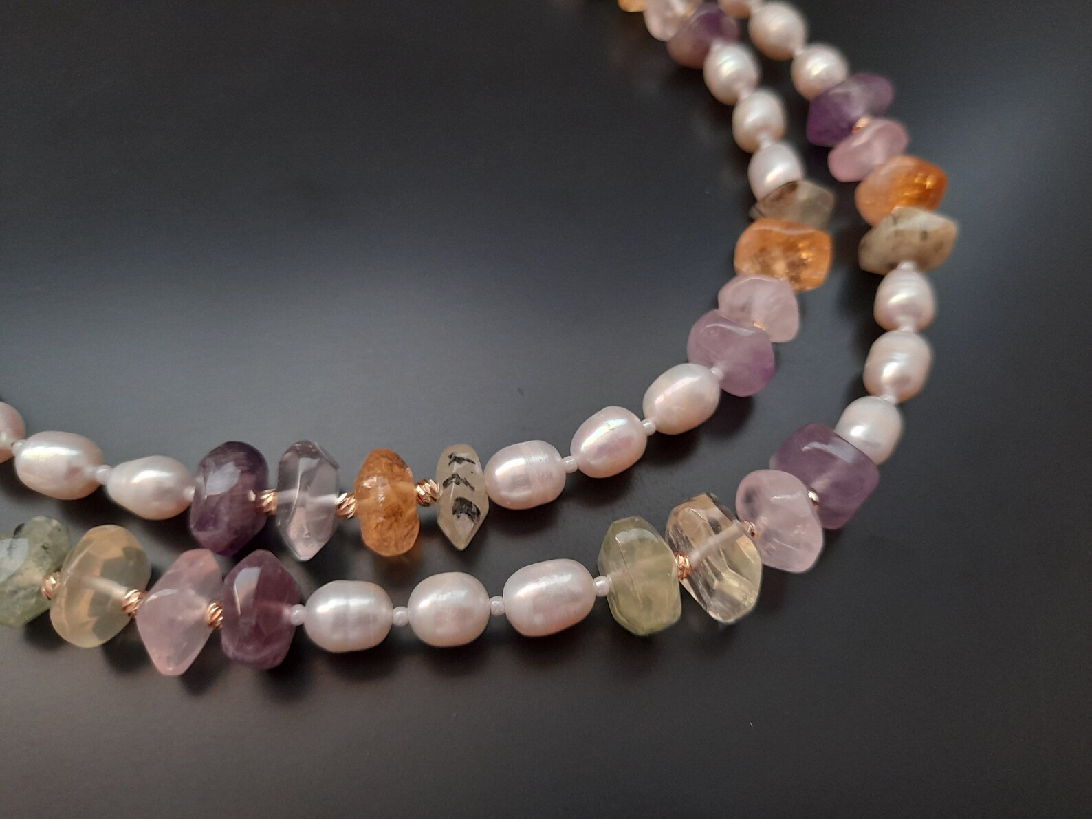 Mixed Stone Pearl Layer Necklace Christmas Women Gift. Statement Chunky ...