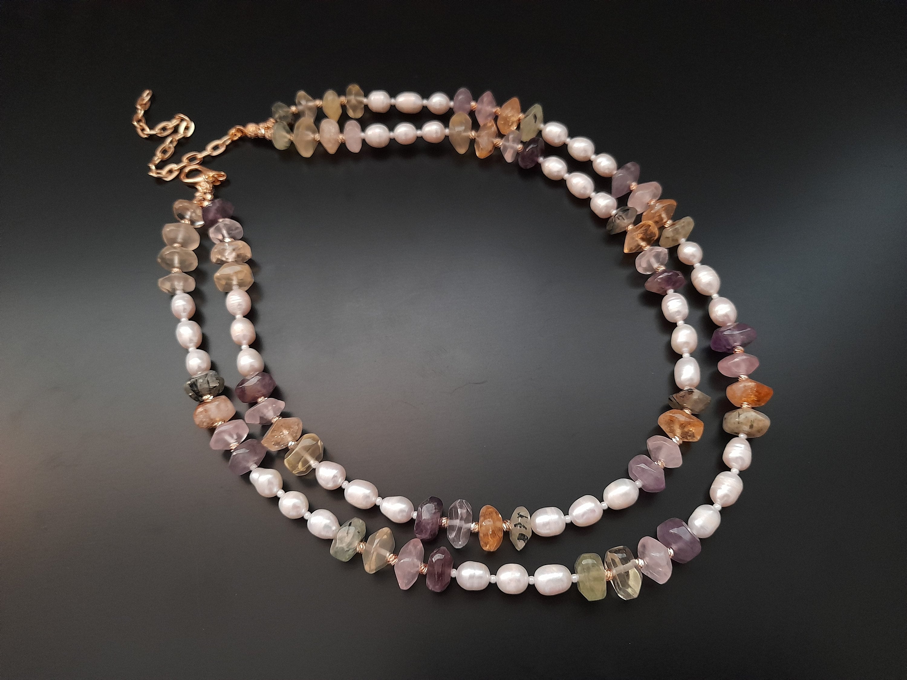 Mixed Stone Pearl Layer Necklace Christmas Women Gift. Statement Chunky ...