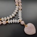 Chunky Pink White Rose Quartz Nejef Heart Pendant Wedding Necklace ...