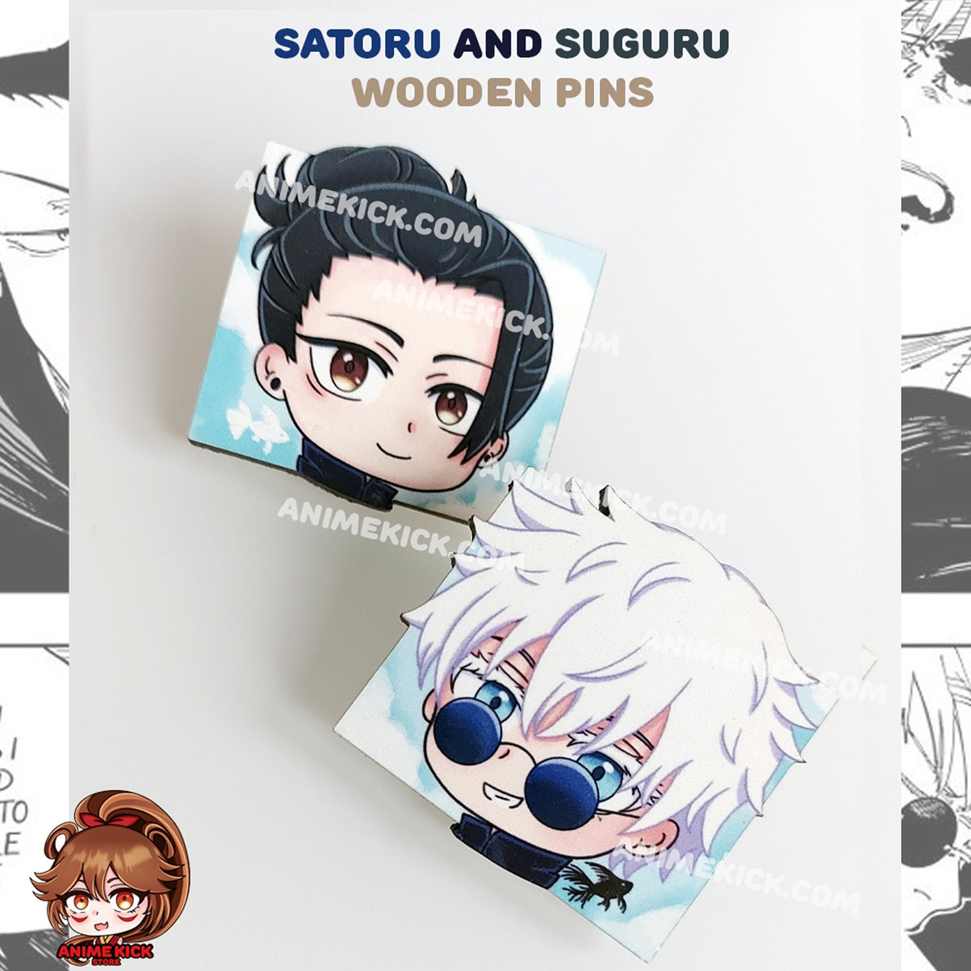 Satosugu Wooden Pins Satoru Gojo Suguru Geto Pins Jujutsu - Etsy