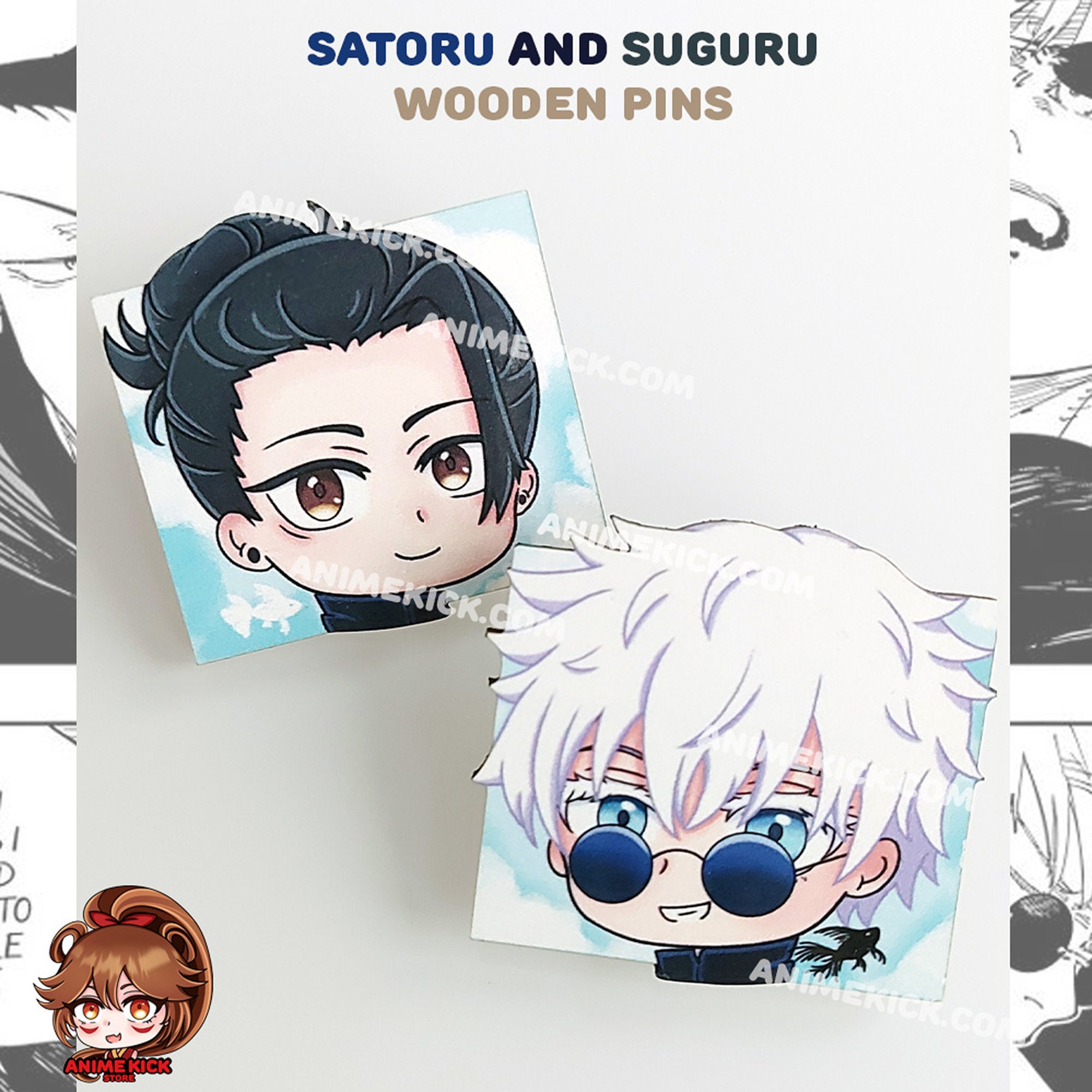 Satosugu Wooden Pins Satoru Gojo Suguru Geto Pins Jujutsu - Etsy