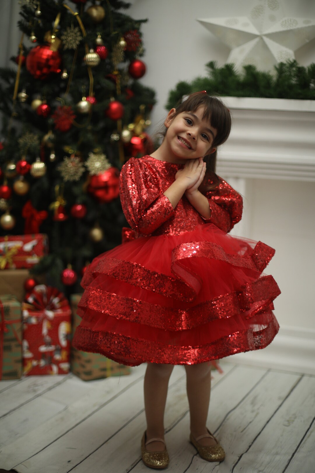 Valentine Red Baby Girls Sequins Princess Flower One Shoulder - Etsy