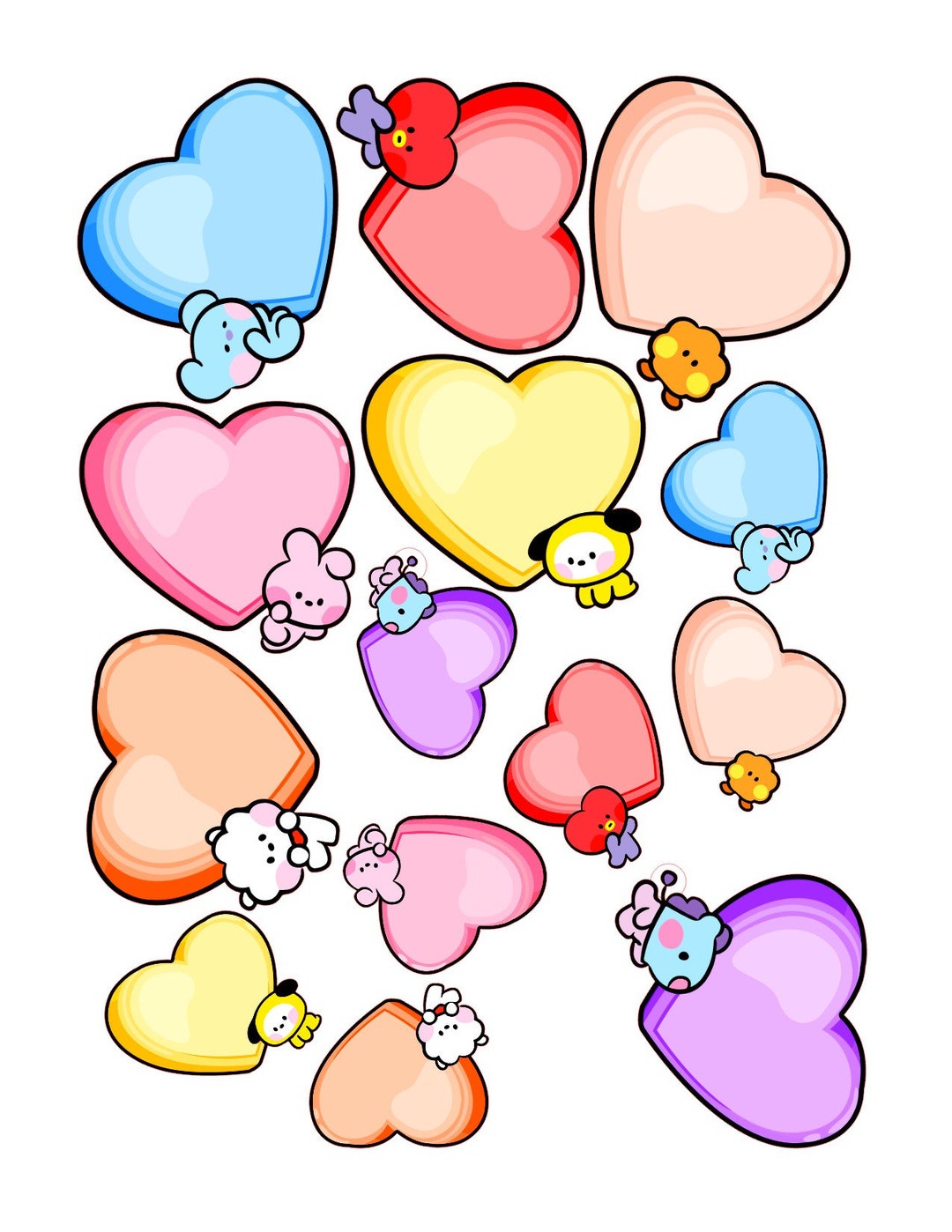 BTS BT21 Edible Valentine Decorations for Cakes/cupcakes/drinks Party ...