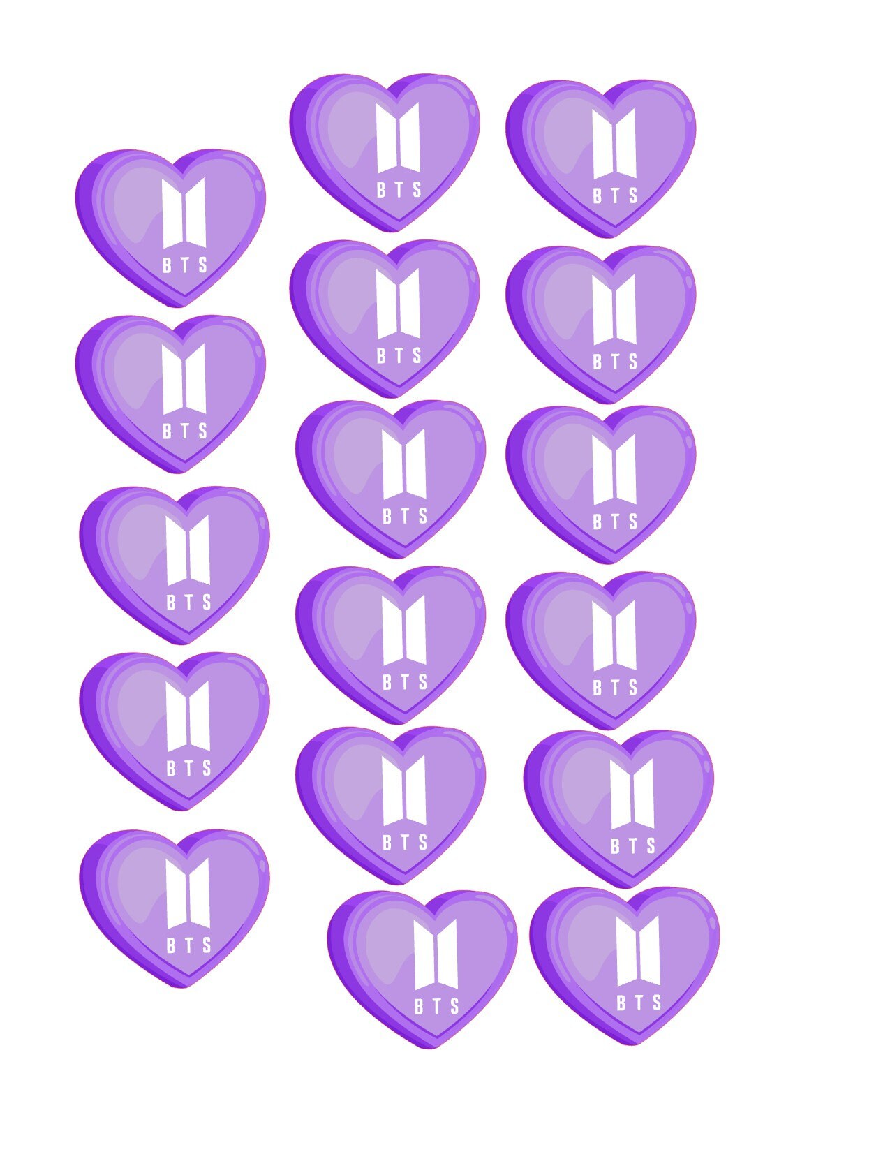 KPOP BTS Purple Logo Hearts Edible Decorations for Cakes/cupcakes ...