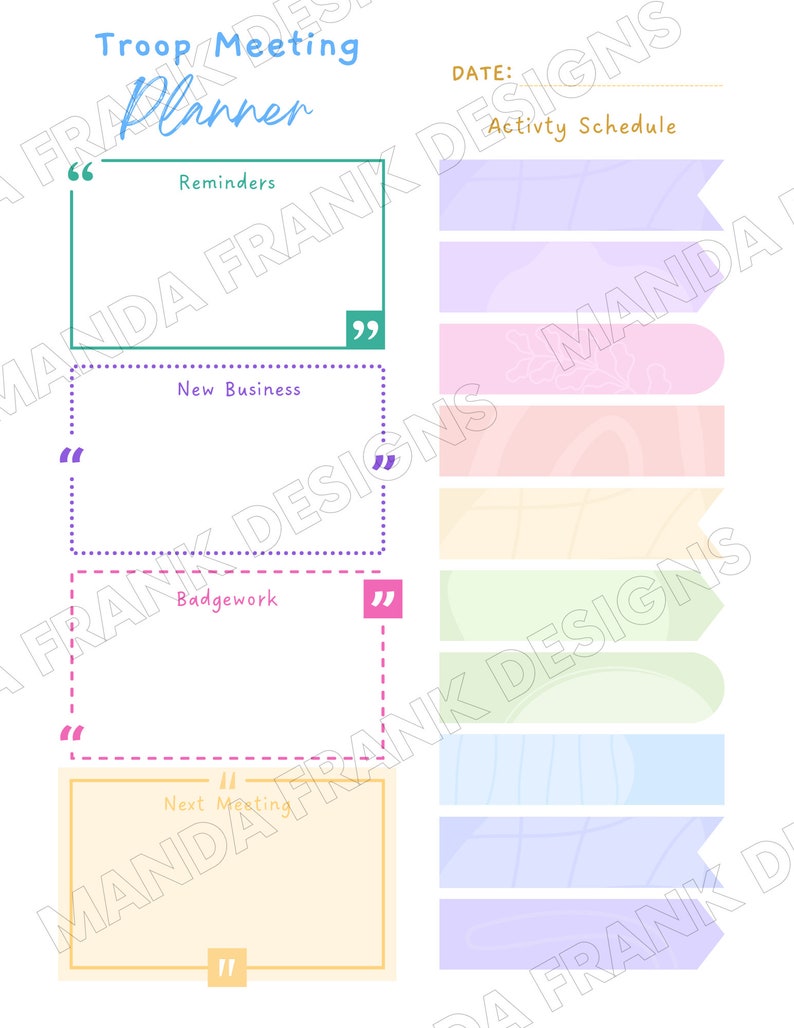 Troop Meeting Planner - Etsy