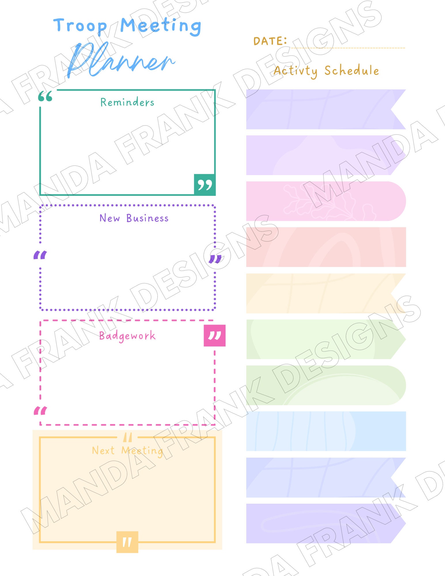 Troop Meeting Planner - Etsy