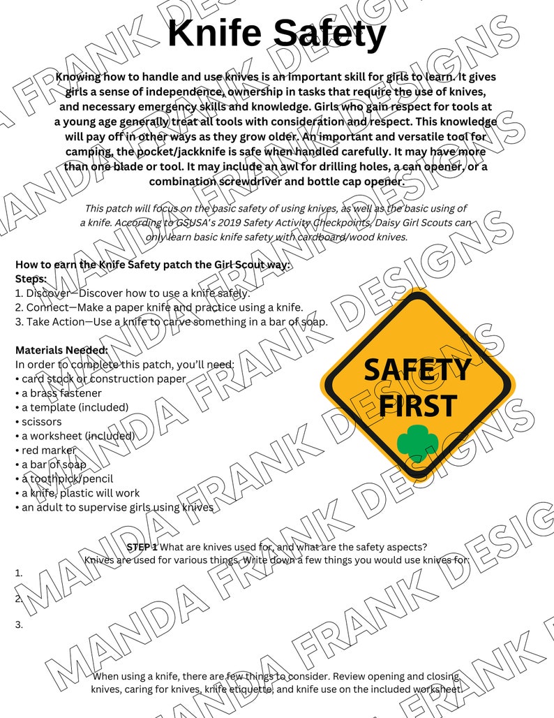 Knife Safety Badgework - Etsy