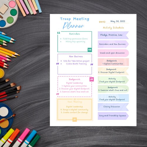 Troop Meeting Planner - Etsy