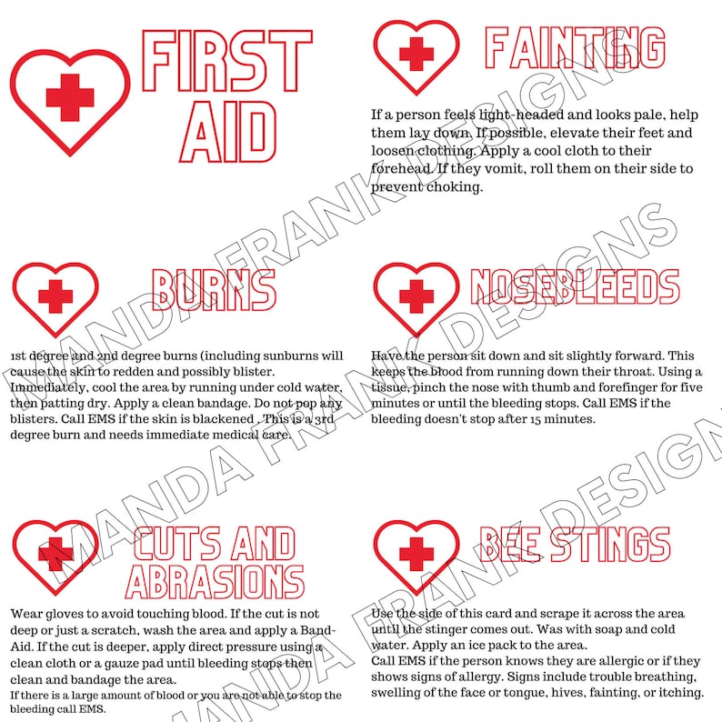 First Aid Flash Cards - Etsy