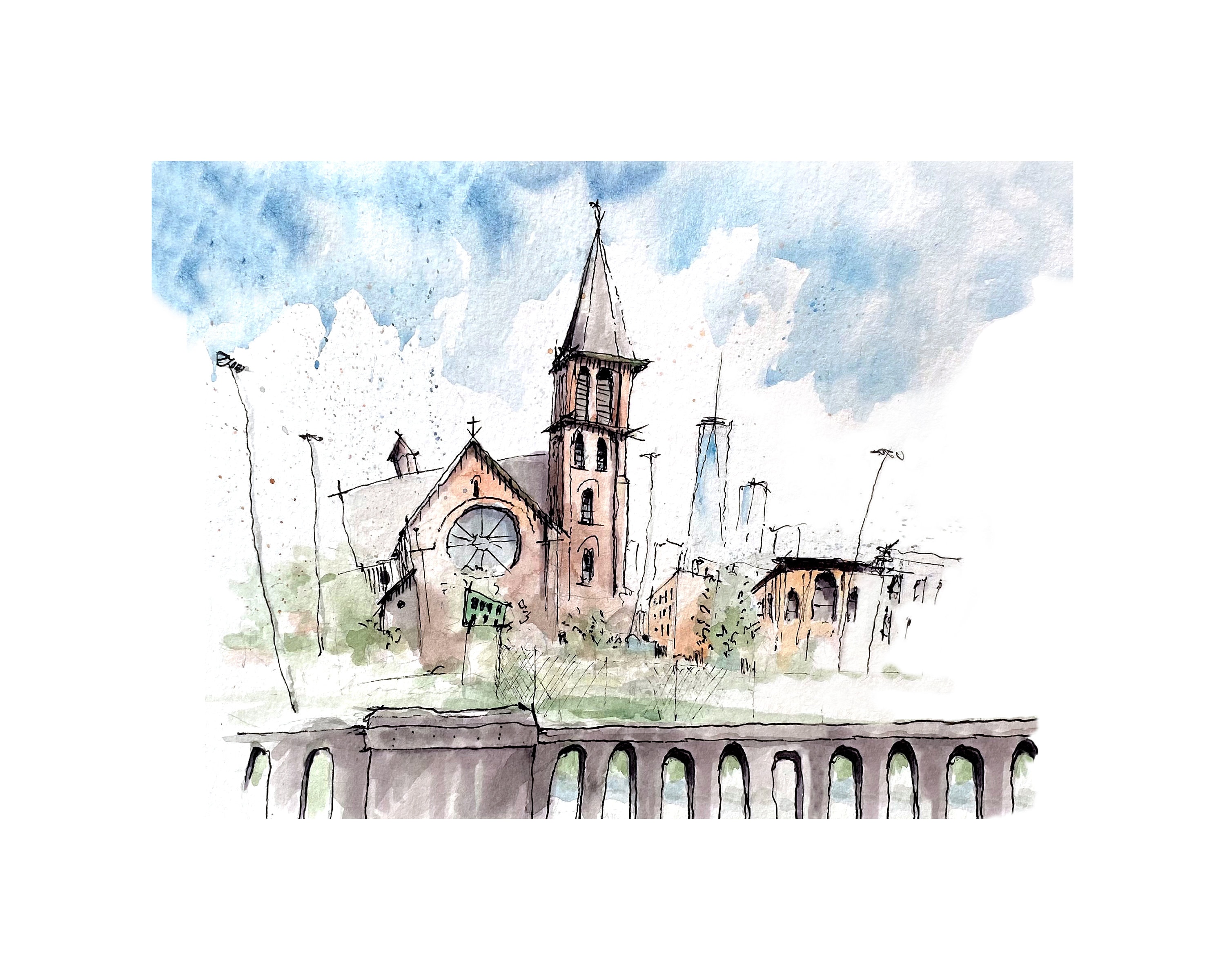 Pershing Field Jersey City watercolor - Etsy
