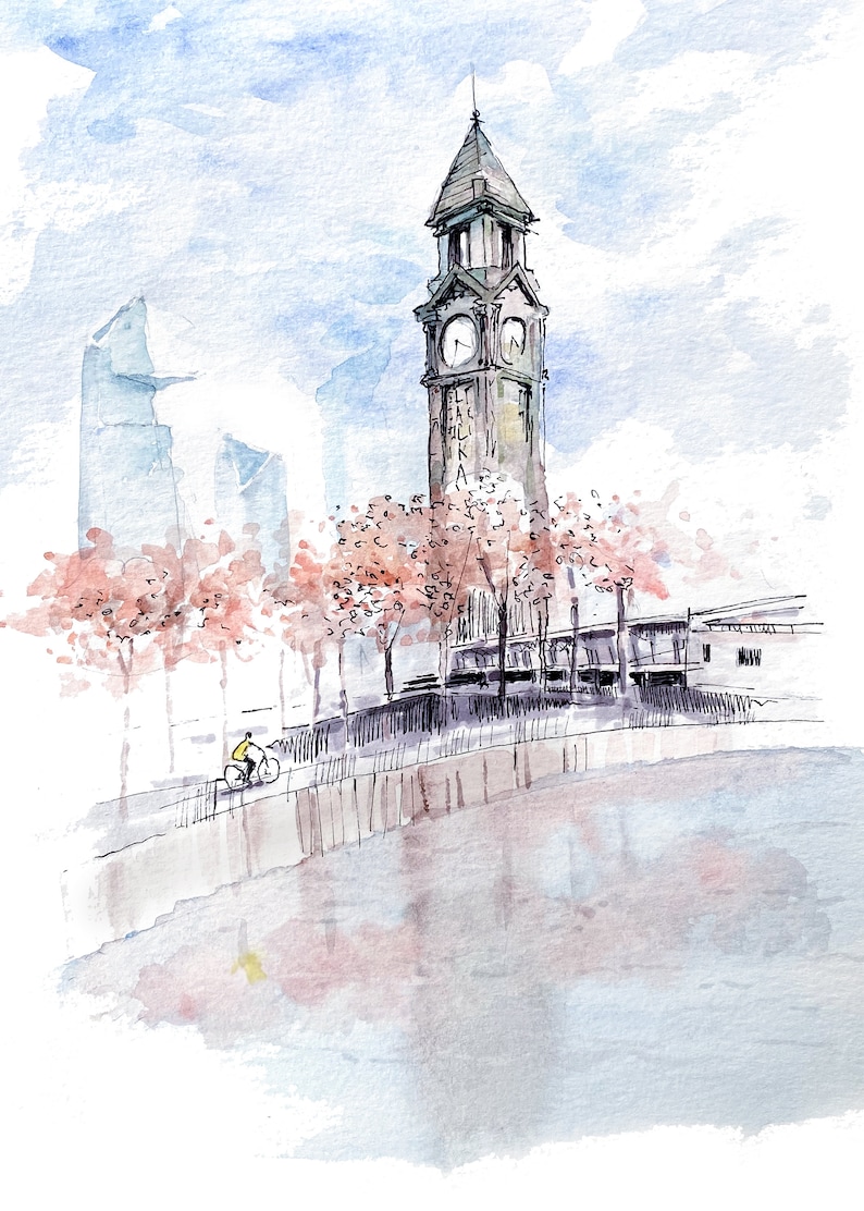 Lackawanna Tower - Hoboken - Watercolor Print - Etsy