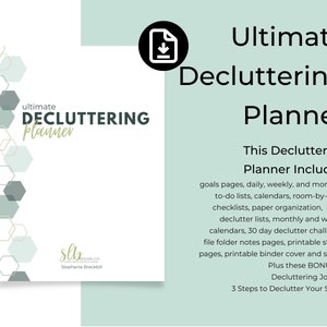 Ultimate Decluttering Planner INSTANT DOWNLOAD Printable Binder Tablet Green Blue Hexagons 53 ...