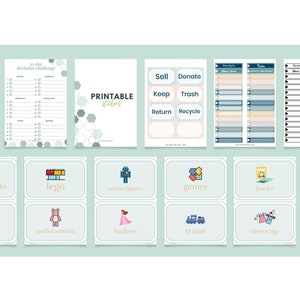 Ultimate Decluttering Planner INSTANT DOWNLOAD Printable Binder Tablet Green Blue Hexagons 53 ...