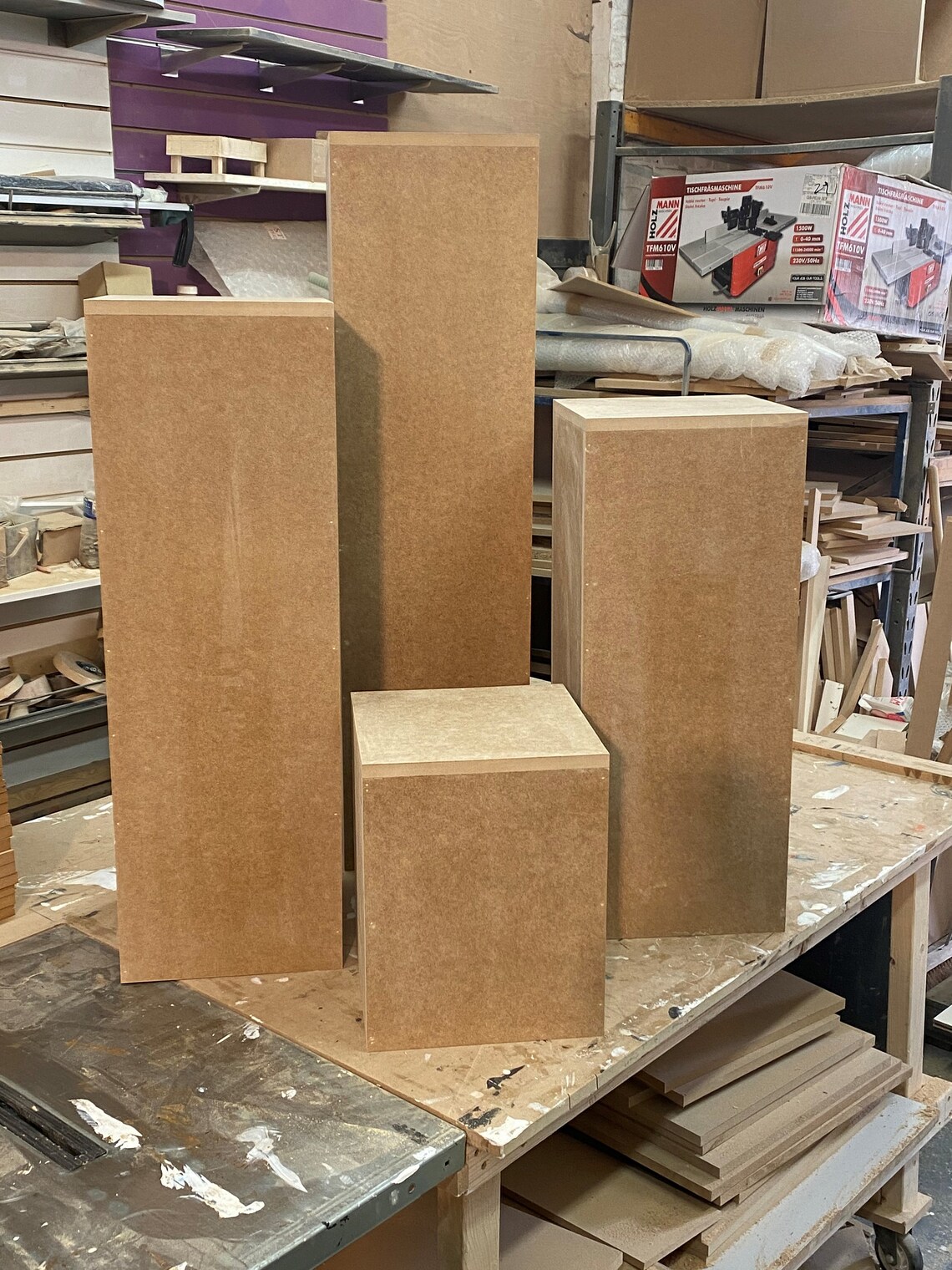 Mdf 300mm Plinth Group With 3 Plinths 300x300mm by 375 / 750 / 1125mm ...