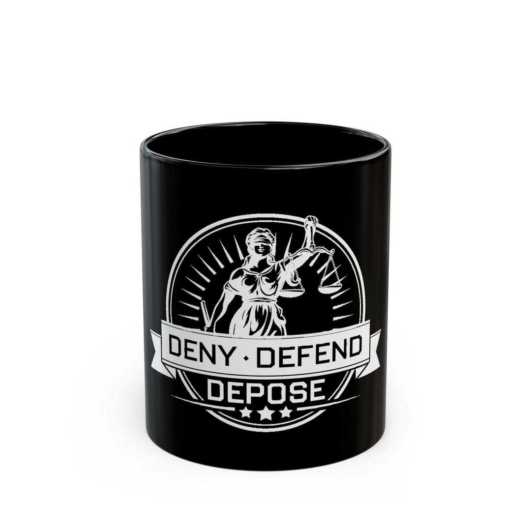 Deny Defend Depose Logo, Mug, Black Coffee Cup, Tea Mug, Kitchen Decor ...