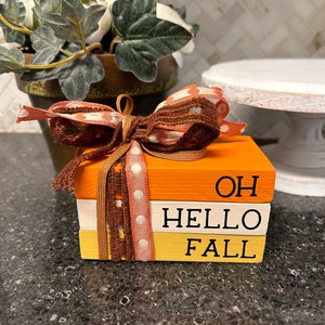 Fall Wood Book Stack Oh Hello Fall - Etsy