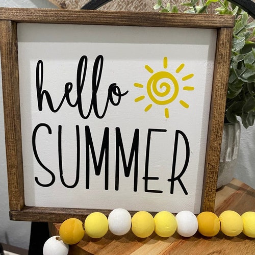 Hello Summer Table Sign / Shelf Sitter / Tiered Tray Decor / - Etsy