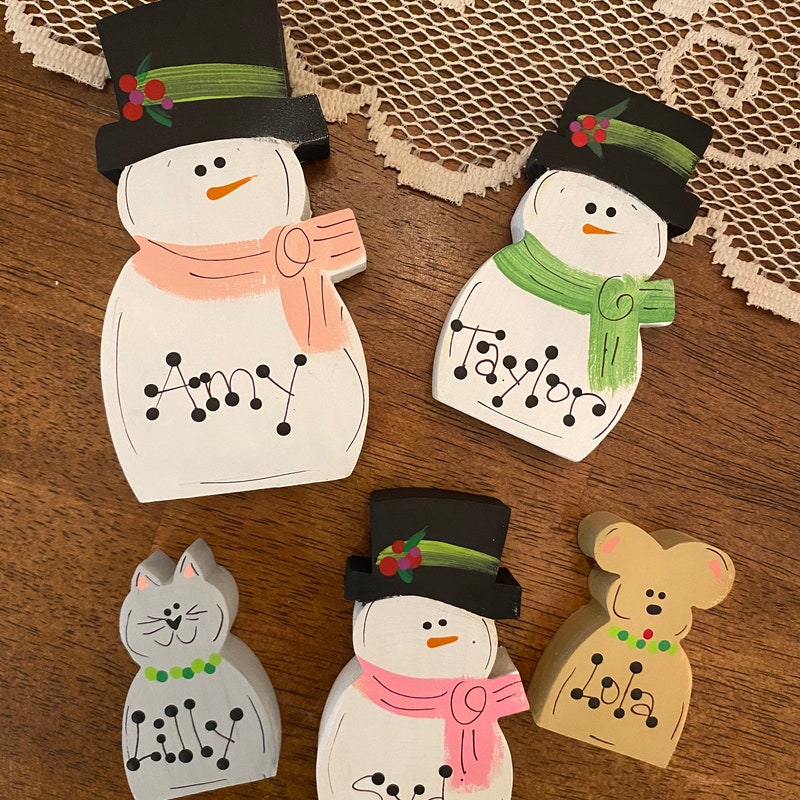 Wooden Block Snowman - Etsy