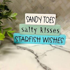 Summer Stackable Wood Block Signs; Summer Signs; Beachy Decor - Etsy
