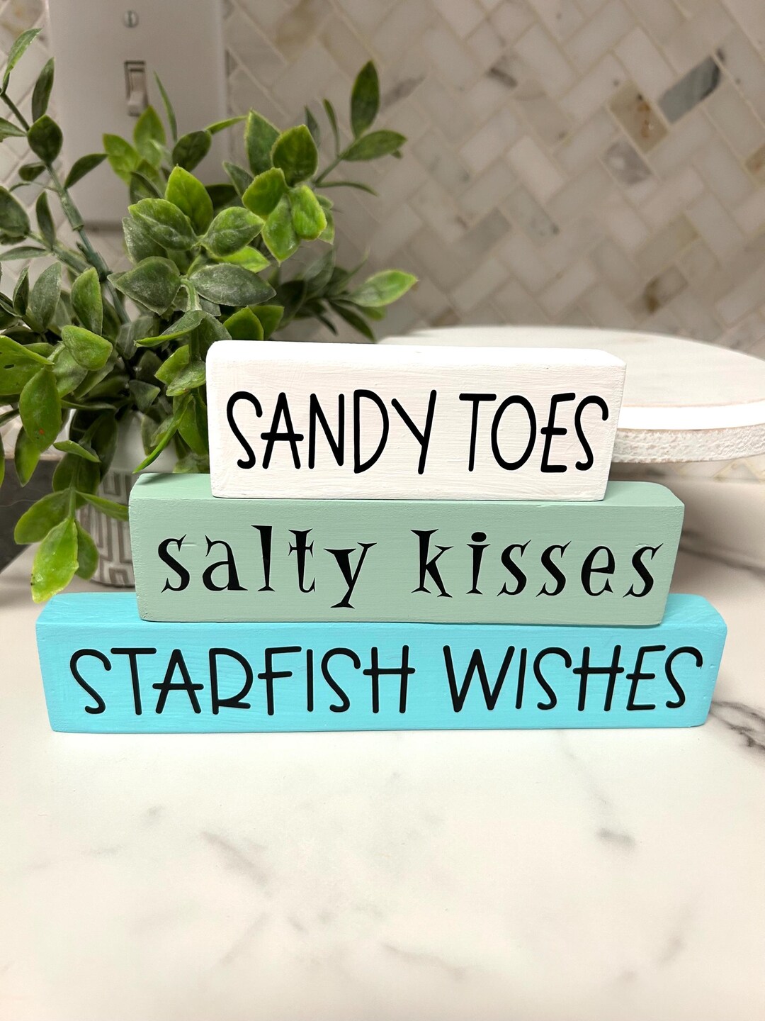 Summer Stackable Wood Block Signs; Summer Signs; Beachy Decor - Etsy