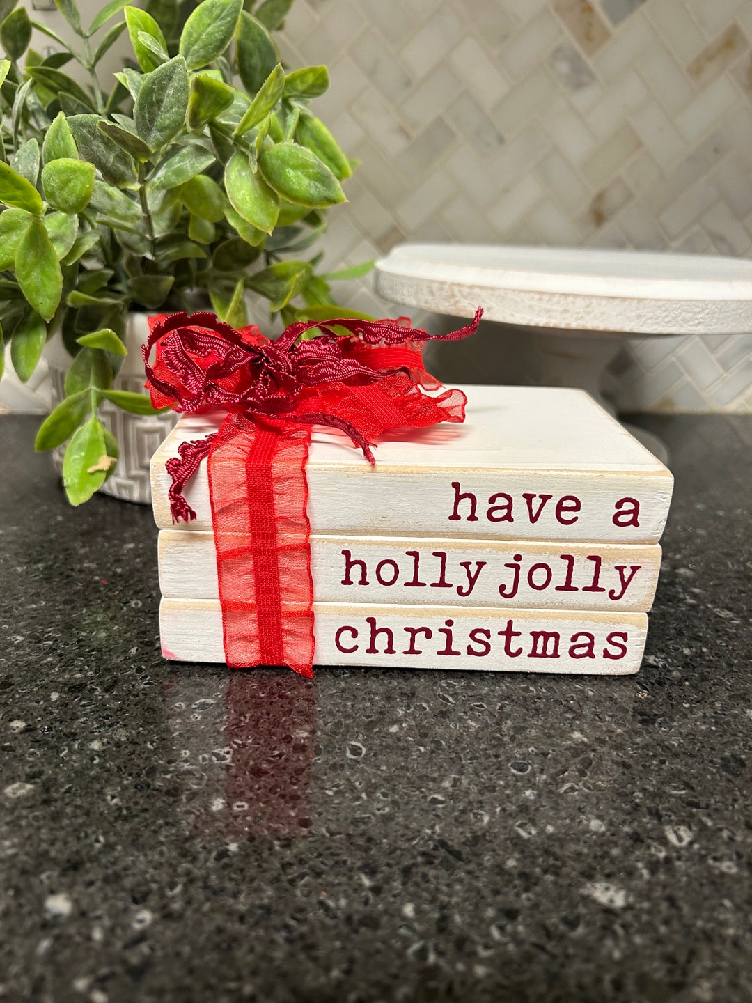 Have a Holly Jolly Christmas Christmas Wood Book Stack - Etsy