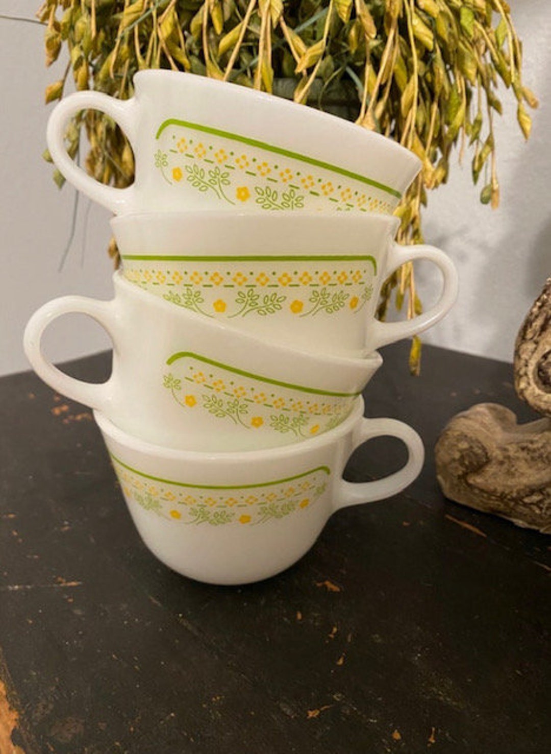 Pyrex Coffee Mugs Pyrex Coffee Mugs With Yellow and Green Floral ...