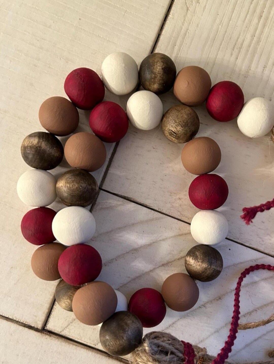 Cranberry Wood Bead Garland Fall Wood Bead Garlands - Etsy