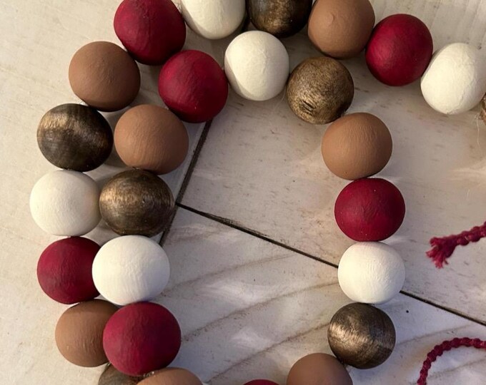 Cranberry Wood Bead Garland; Fall Wood Bead Garlands - Etsy