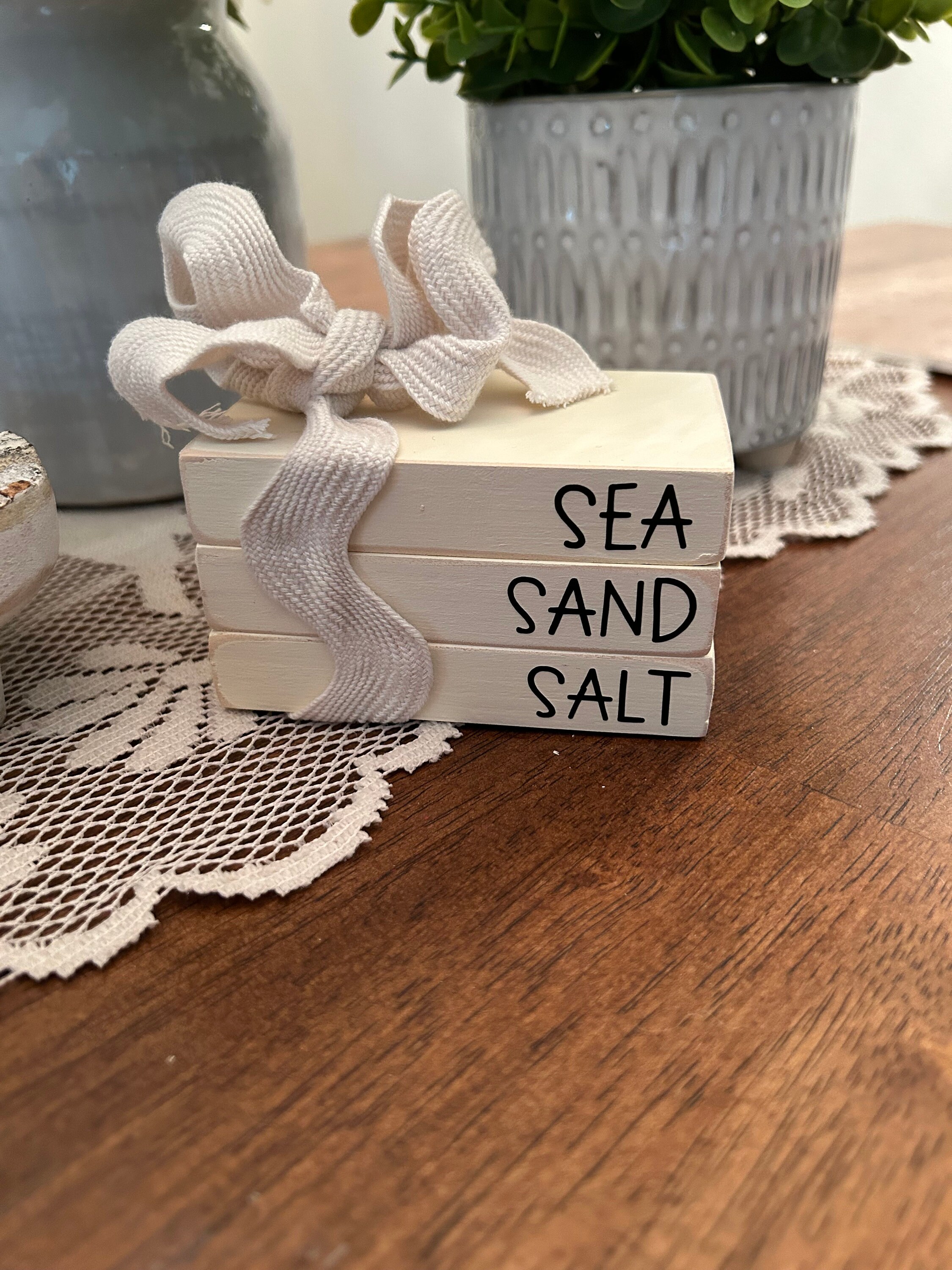 Sea Sand Salt Wood Book Stack Beach House Decor Beachy Wood - Etsy
