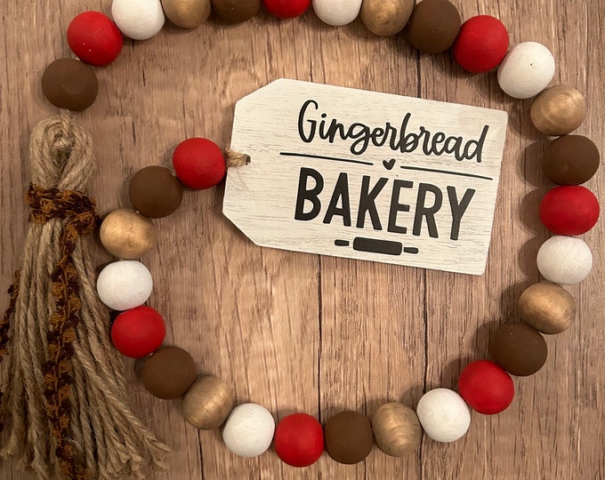Gingerbread Bakery; Wood Bead Garland; Gingerbread Decor - Etsy