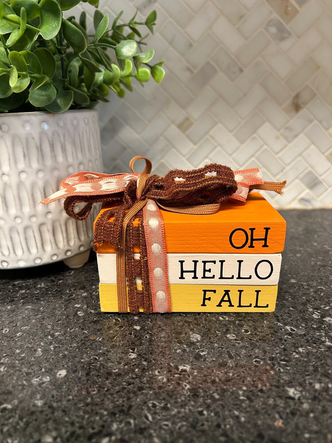 Fall Wood Book Stack; Oh Hello Fall - Etsy