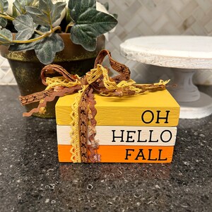 Fall Wood Book Stack Oh Hello Fall - Etsy