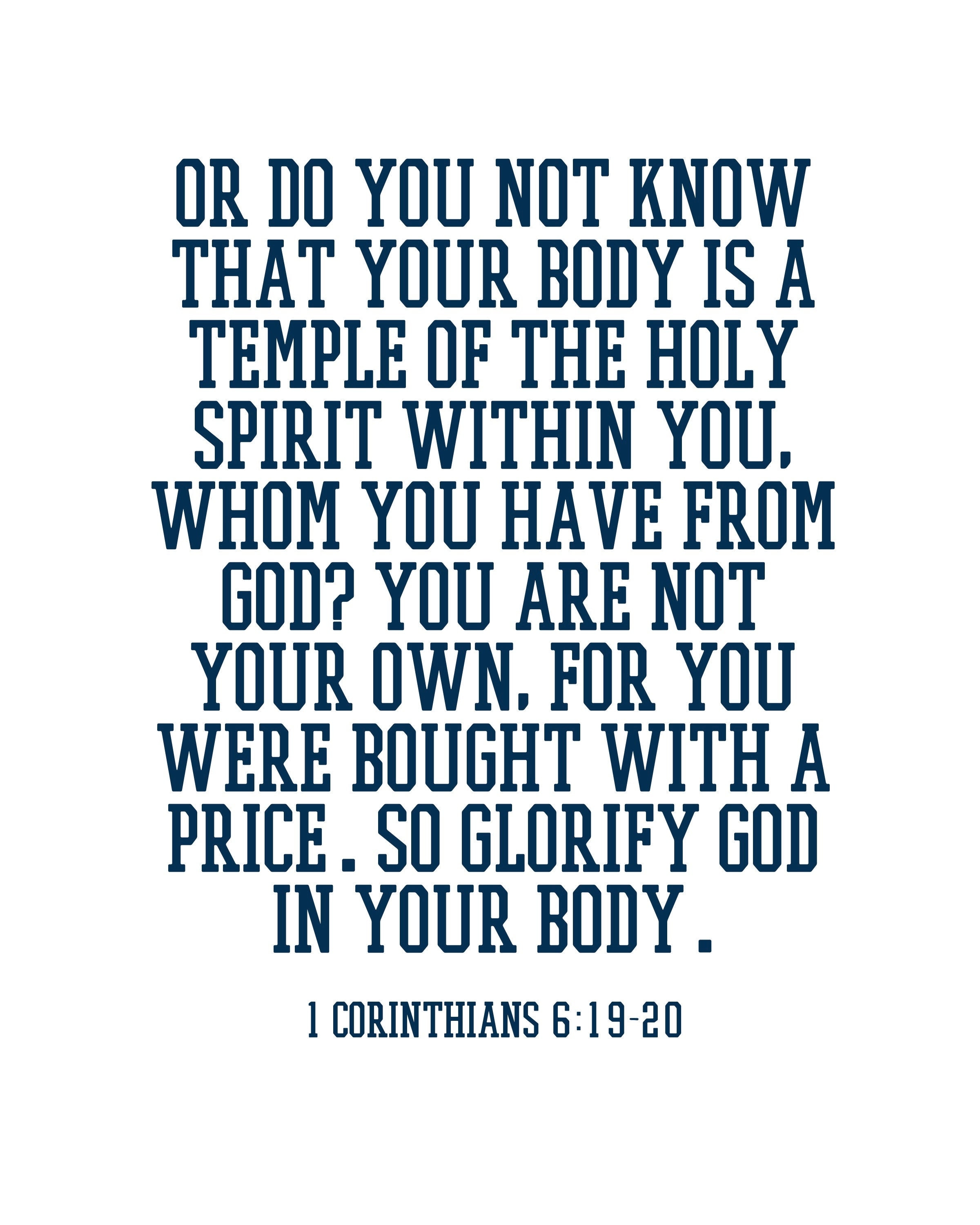 1 Corinthians 6 19 20 Gym Print Collection Digital Art Print Etsy