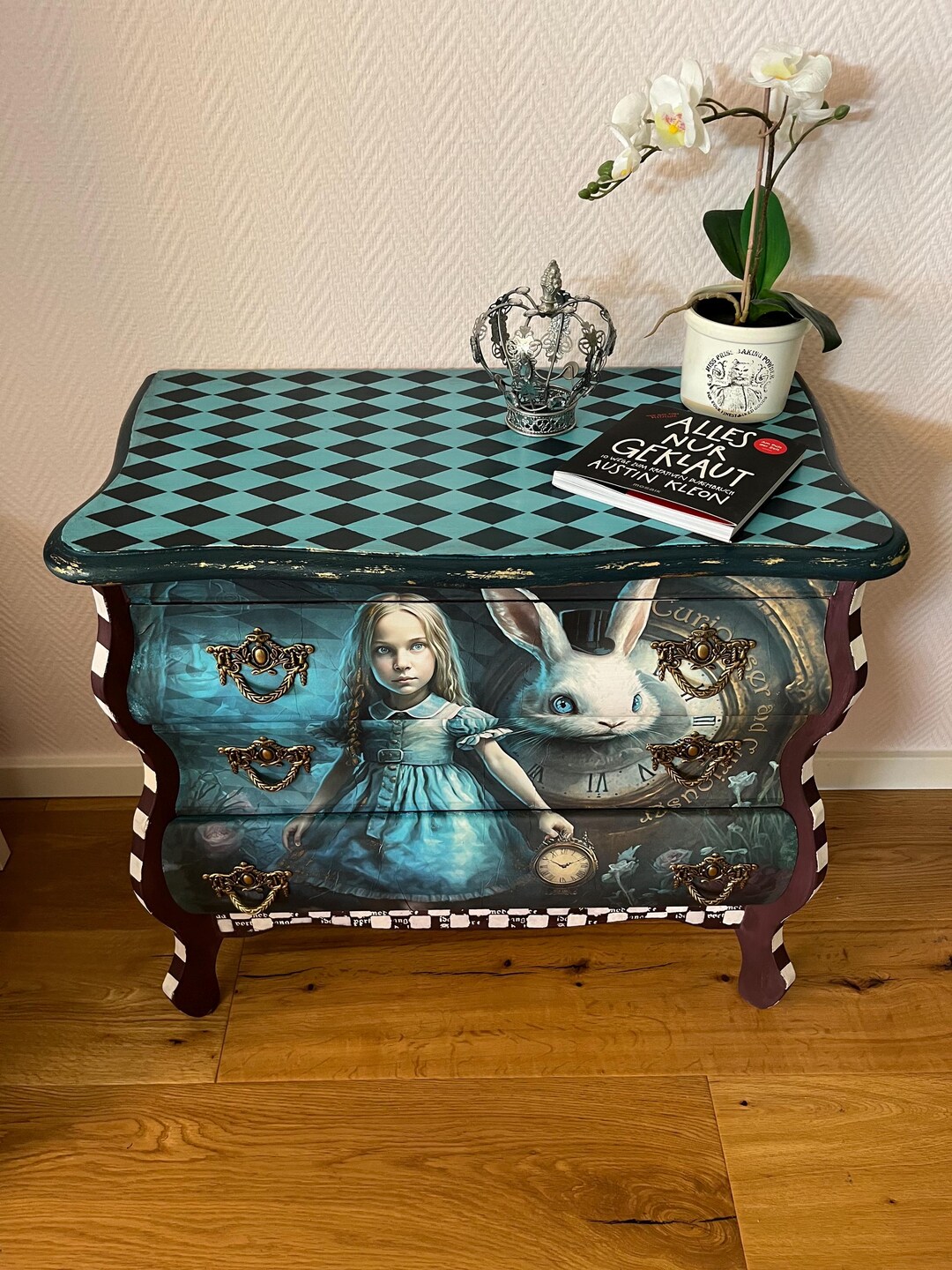 Chest of Drawers Alice in Wonderland Shabby Chic Vintage Cabinet - Etsy