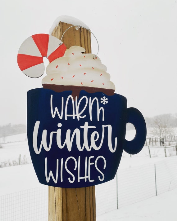 Hot Cocoa Door Hanger Mug Winter Sign Home Decor Warm - Etsy