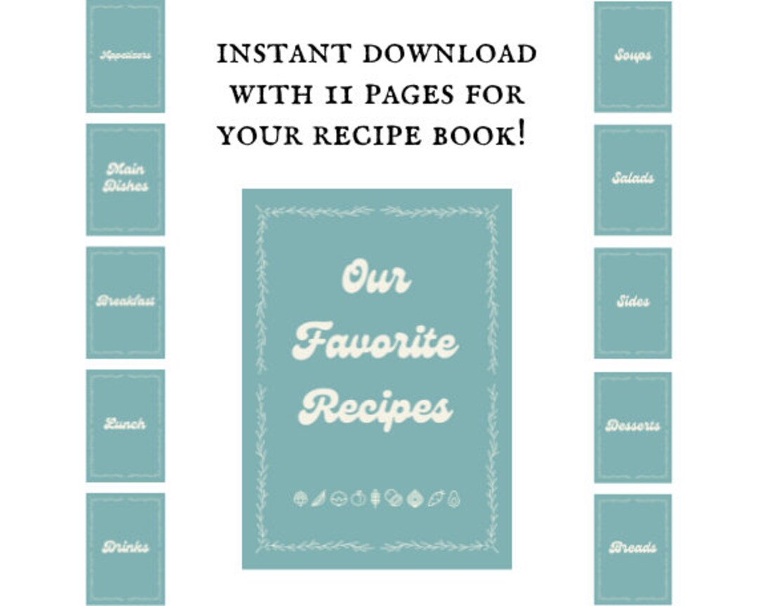 Vintage Style Recipe Book Pages – Instant Digital Download - Etsy