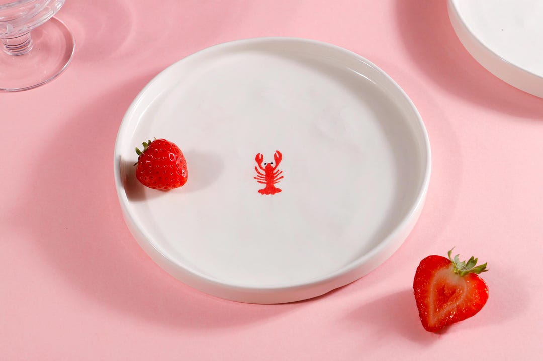 Handmade Ceramic Side Plate | Mini Coral Lobster Design – Coastal ...