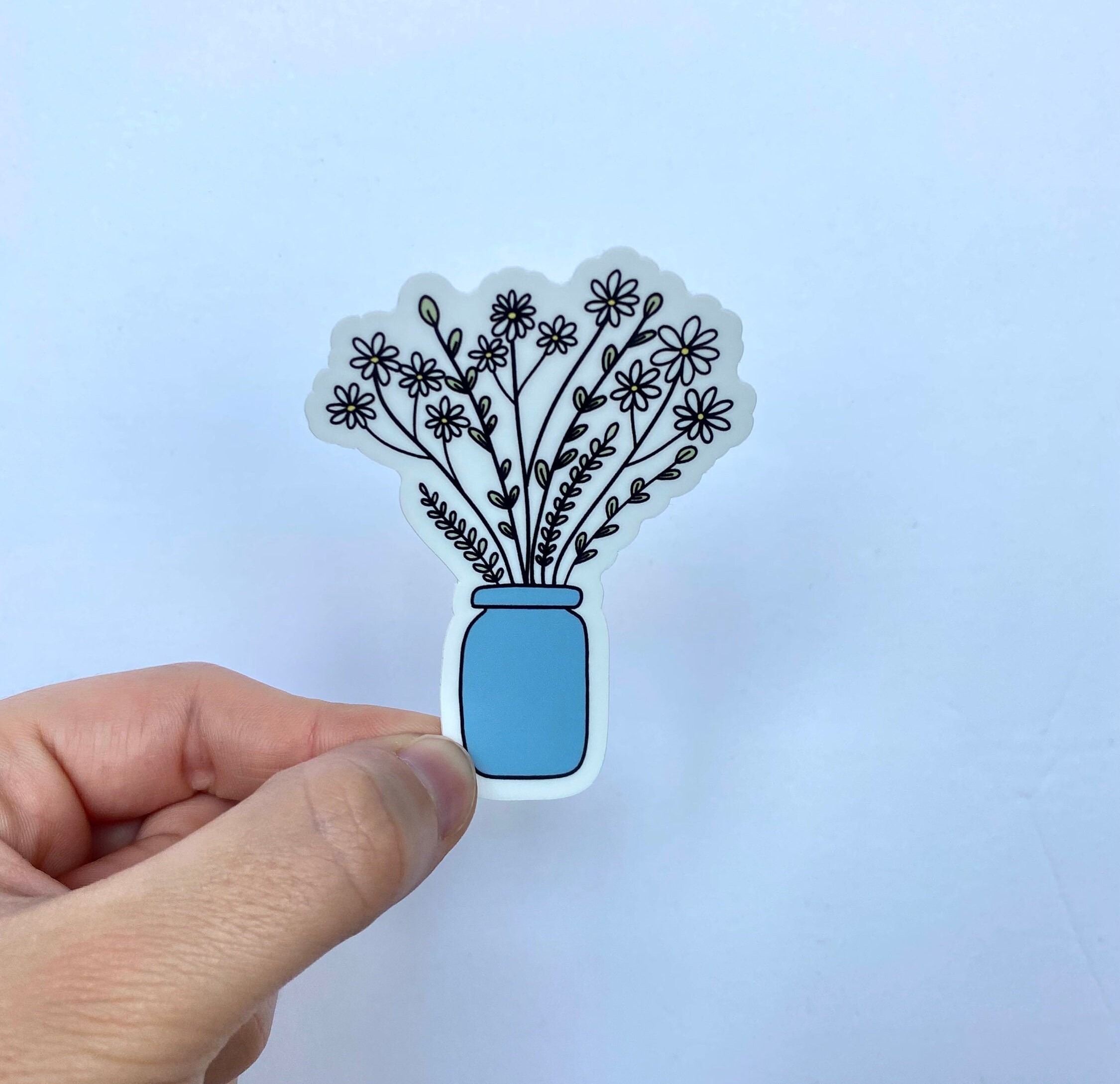 Vase of Flowers Sticker- Floral Vase Stickers- Jar of Flowers Sticker ...