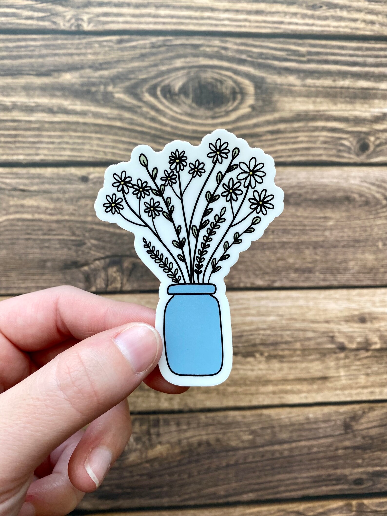 Vase of Flowers Sticker- Floral Vase Stickers- Jar of Flowers Sticker ...