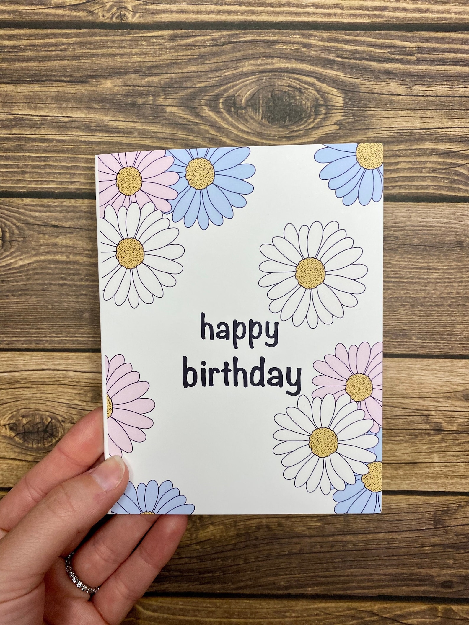 Happy Birthday Daisy Card.- Multicolor Daisy Birthday Card- Floral ...