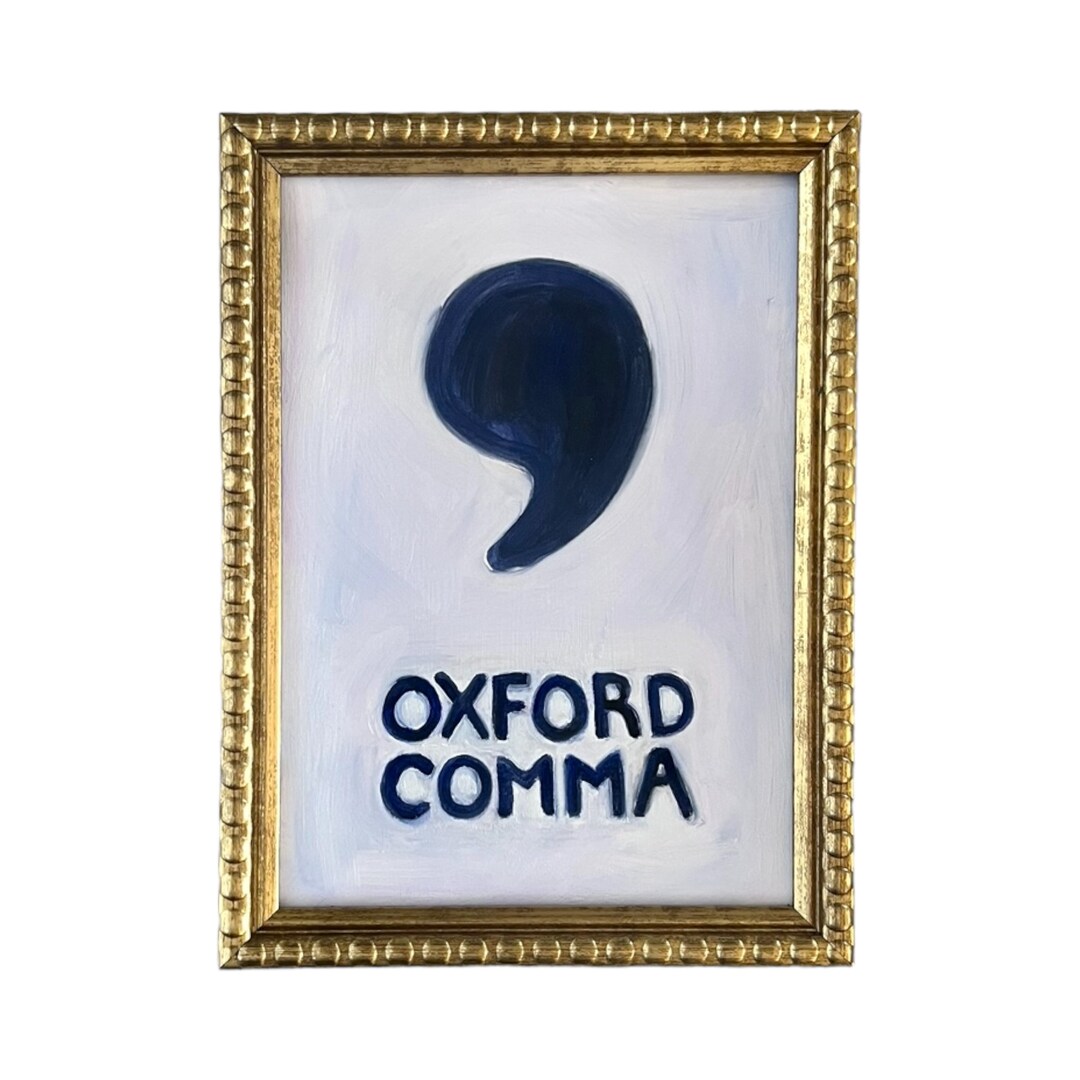 Oxford Comma Oil Painting in Pale Blue & Indigo - Etsy