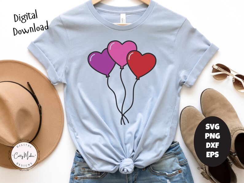 Heart Balloons SVG Heart Balloons PNG Valentine's Day | Etsy