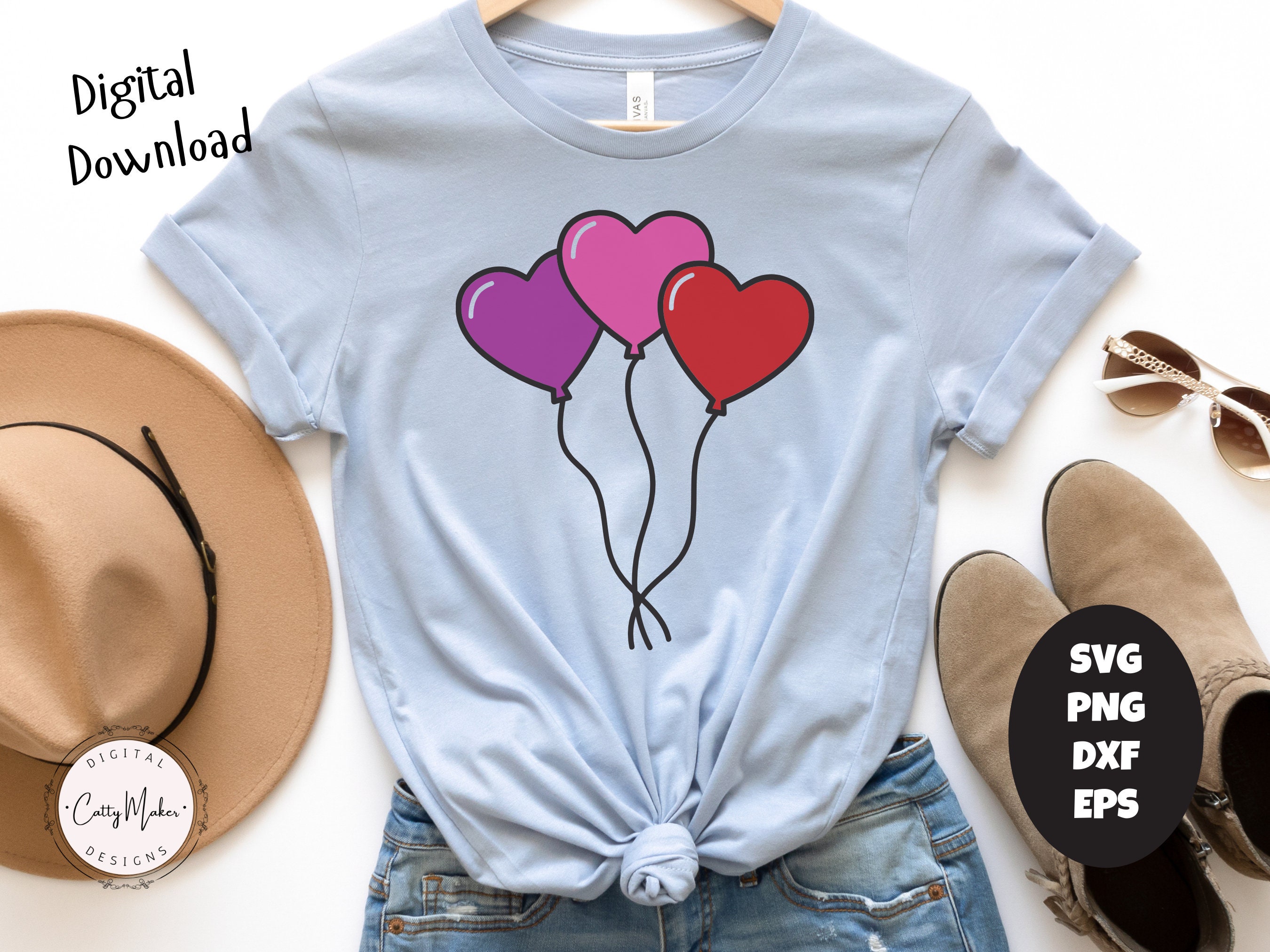 Heart Balloons SVG Heart Balloons PNG Valentine's Day - Etsy