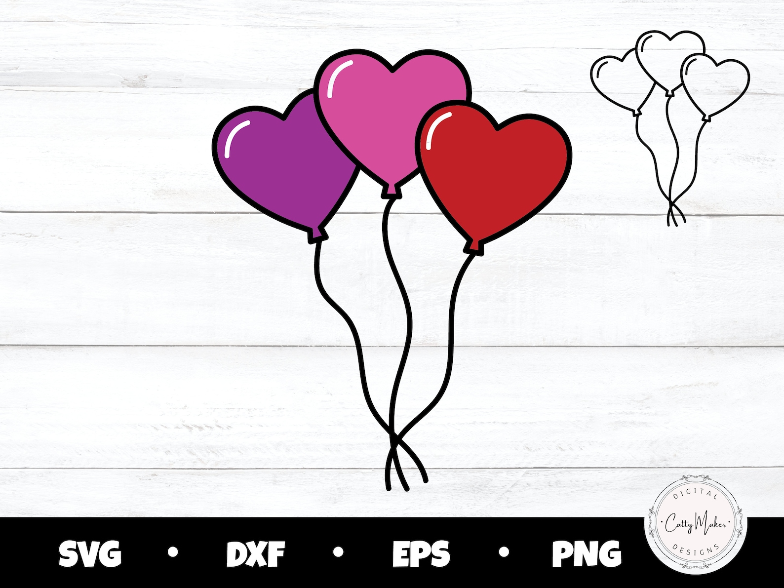 Heart Balloons SVG Heart Balloons PNG Valentine's Day - Etsy
