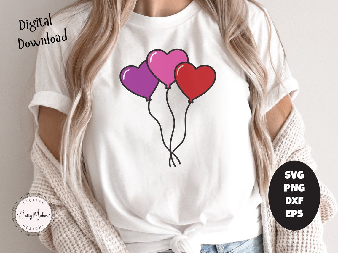 Heart Balloons SVG Heart Balloons PNG Valentine's Day - Etsy