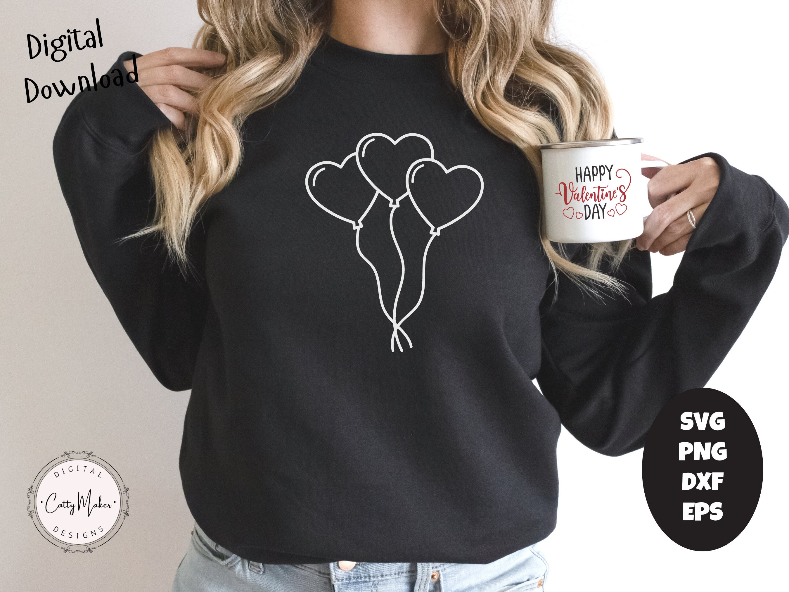 Heart Balloons SVG Heart Balloons PNG Valentine's Day - Etsy