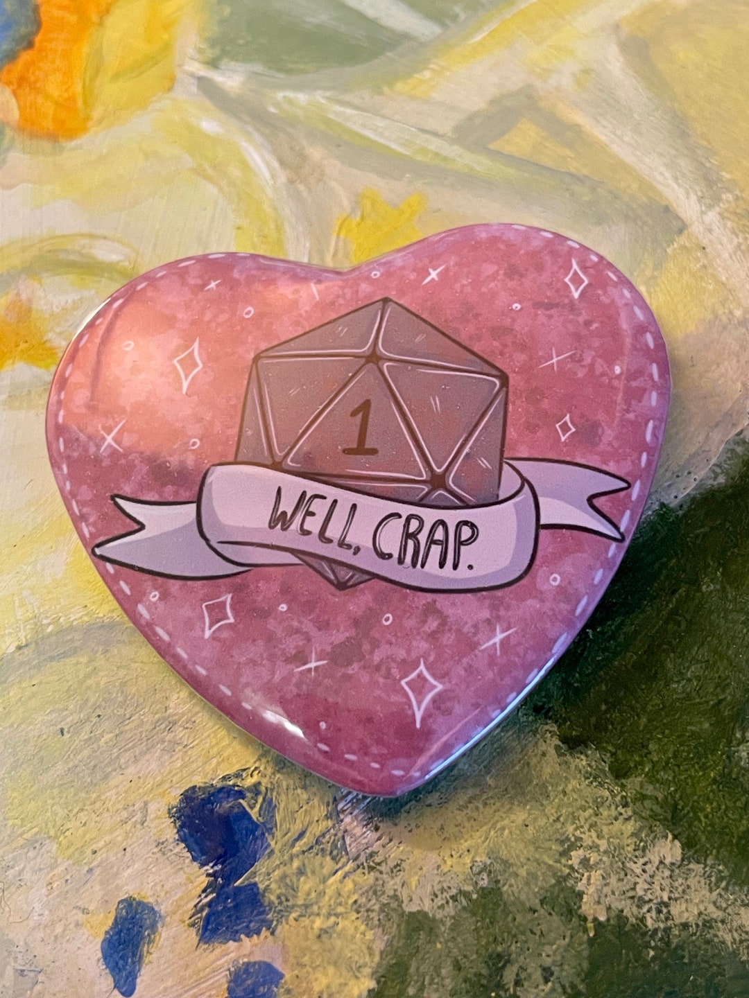 DND D20 Pin Badge Heart Shaped Badge - Etsy