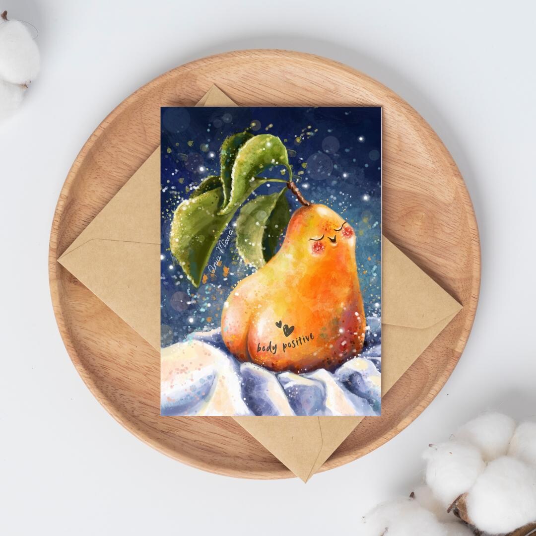 Body Positivity, Pear, DOWNLOAD PRINTABLE, Greeting Card, Positive ...