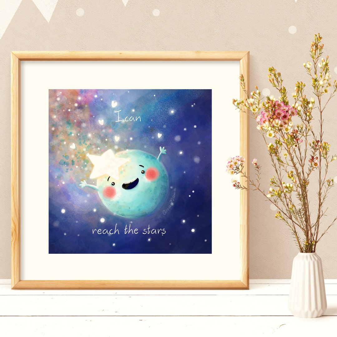 Moon Hug, Star, Inspirational Poster, Kids Room, Illustrated, Print ...
