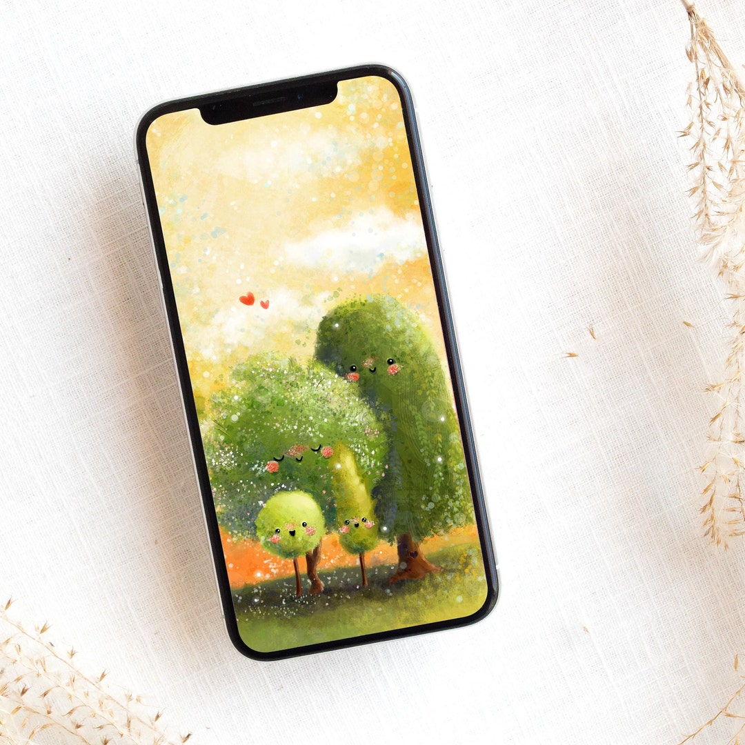 Happy Tree Family, Portret, Nature, Two Children, Phone Wallpaper, for ...